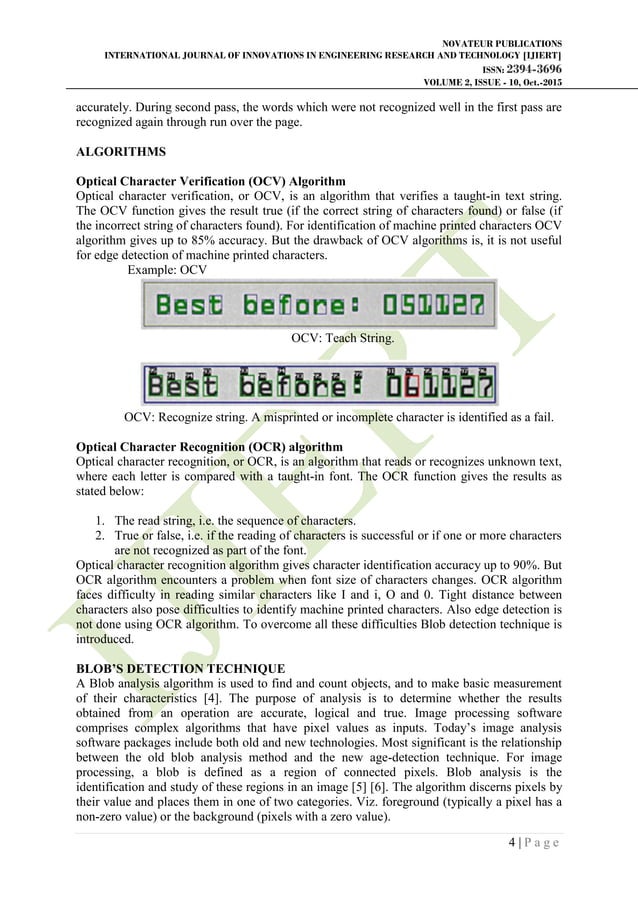 BLOB DETECTION TECHNIQUE USING IMAGE PROCESSING FOR IDENTIFICATION OF MACHINE PRINTED CHARACTERS ...