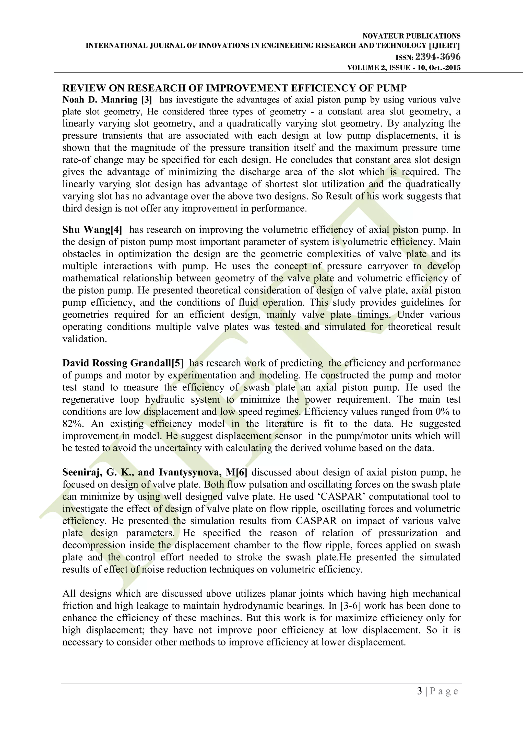 DESIGN IMPROVEMENTS OF VARIABLE DISPLACEMENT PUMPS-A REVIEW | PDF