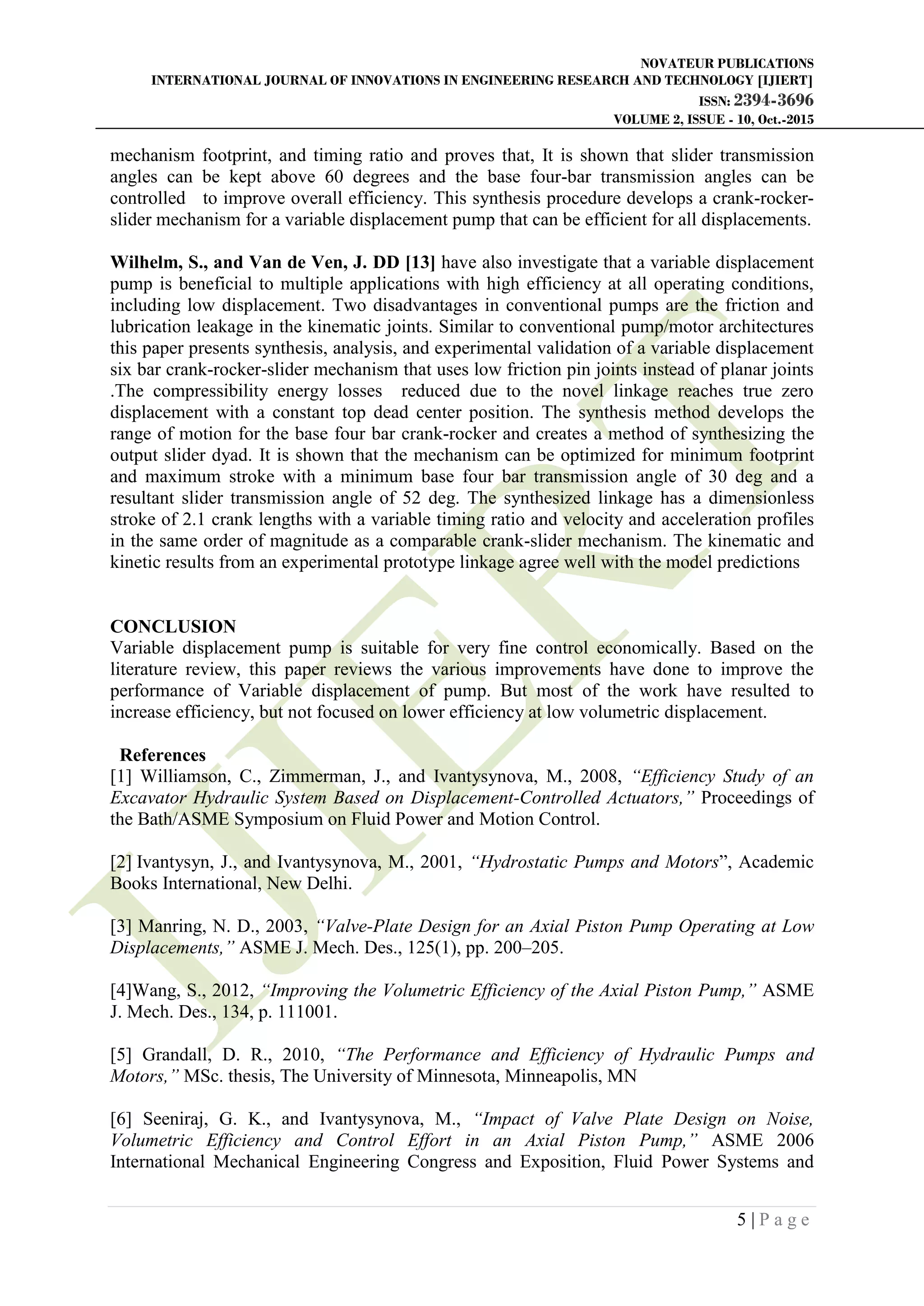 DESIGN IMPROVEMENTS OF VARIABLE DISPLACEMENT PUMPS-A REVIEW | PDF | Automotive