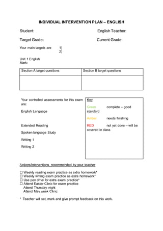 INDIVIDUAL INTERVENTION PLAN IIP | DOCX