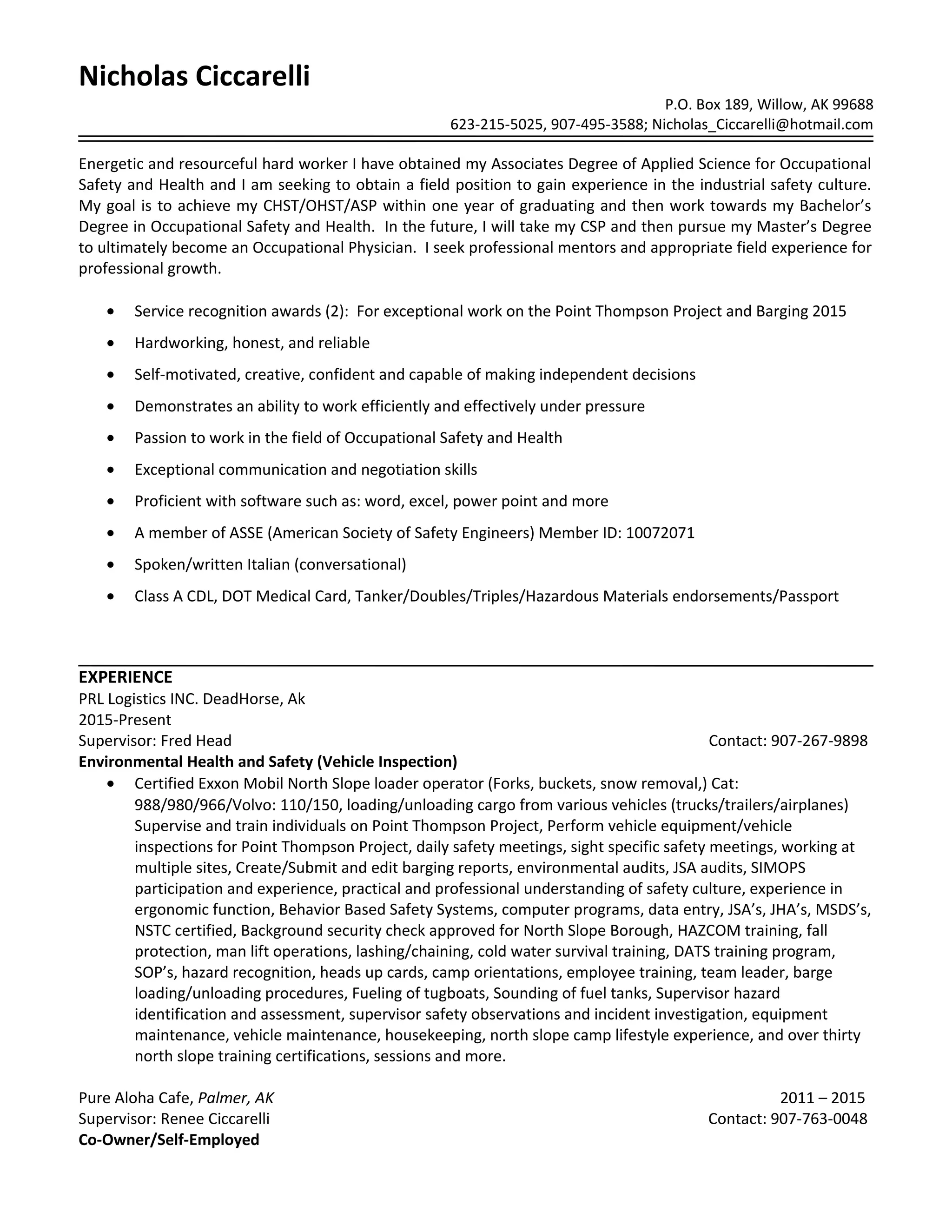 NICK RESUME 2015 | DOC