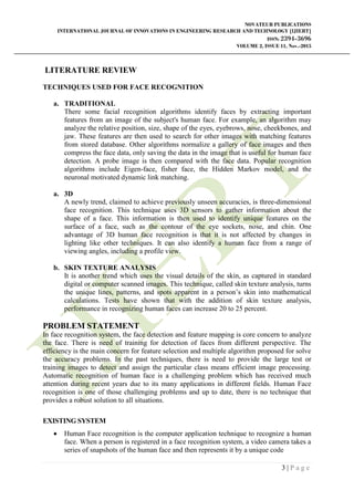 AN IMPROVED TECHNIQUE FOR HUMAN FACE RECOGNITION USING IMAGE PROCESSING | PDF