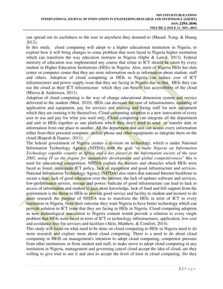 ADOPTION OF CLOUD COMPUTING IN HIGHER EDUCATION INSTITUTION IN NIGERIA ...