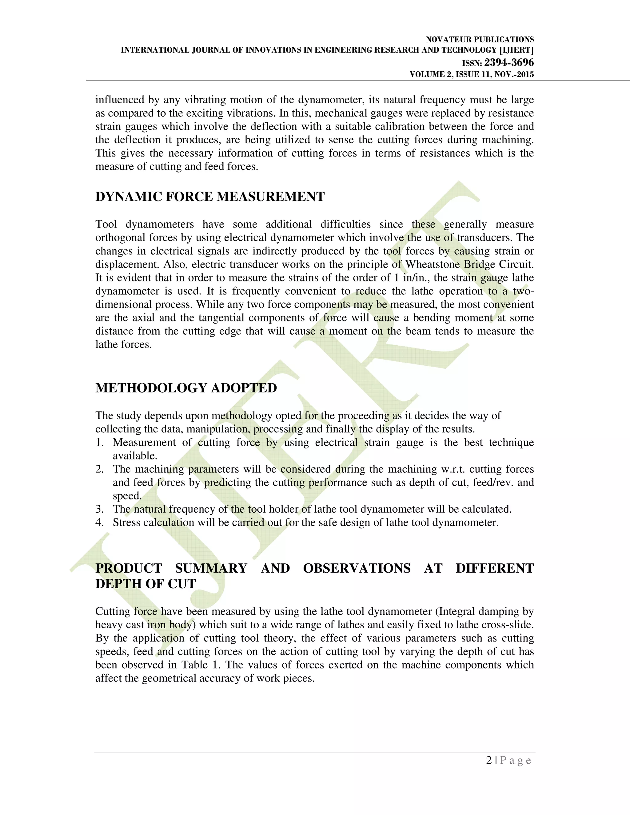 ANALYSIS OF CUTTING FORCES OF THE LATHE TOOL DYNAMOMETER | PDF
