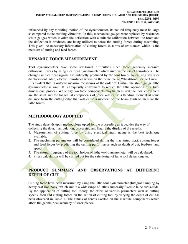 ANALYSIS OF CUTTING FORCES OF THE LATHE TOOL DYNAMOMETER | PDF | Physics | Science