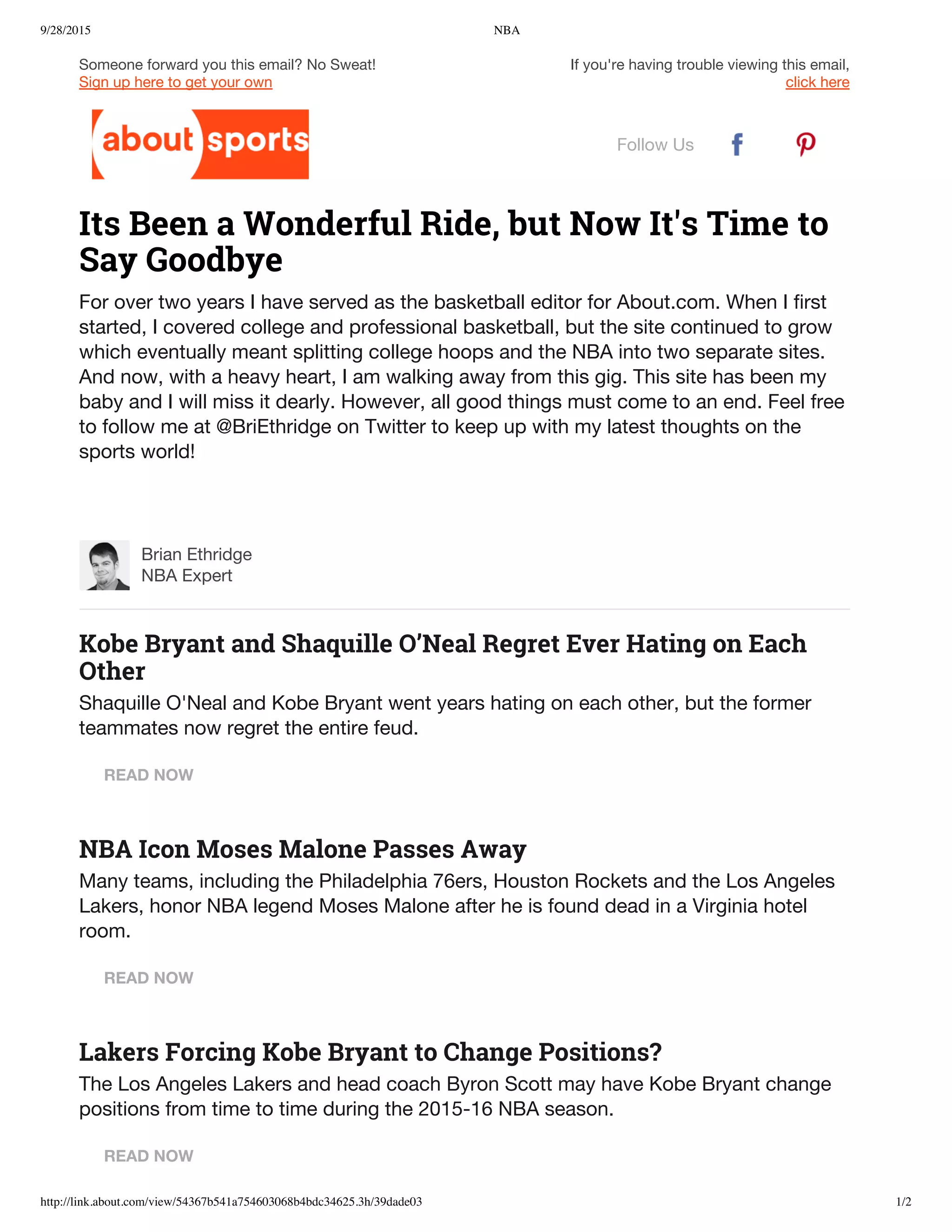 Farewell NBA Newsletter | PDF