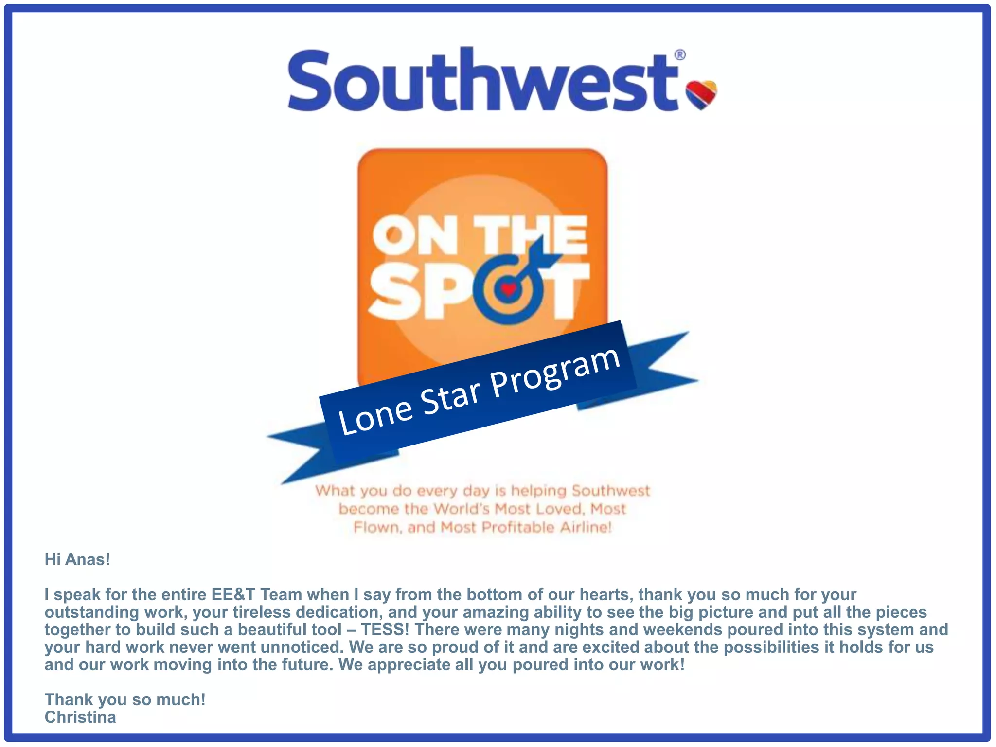 Lone Star On The Spot Award_Anas Manoun | PPT