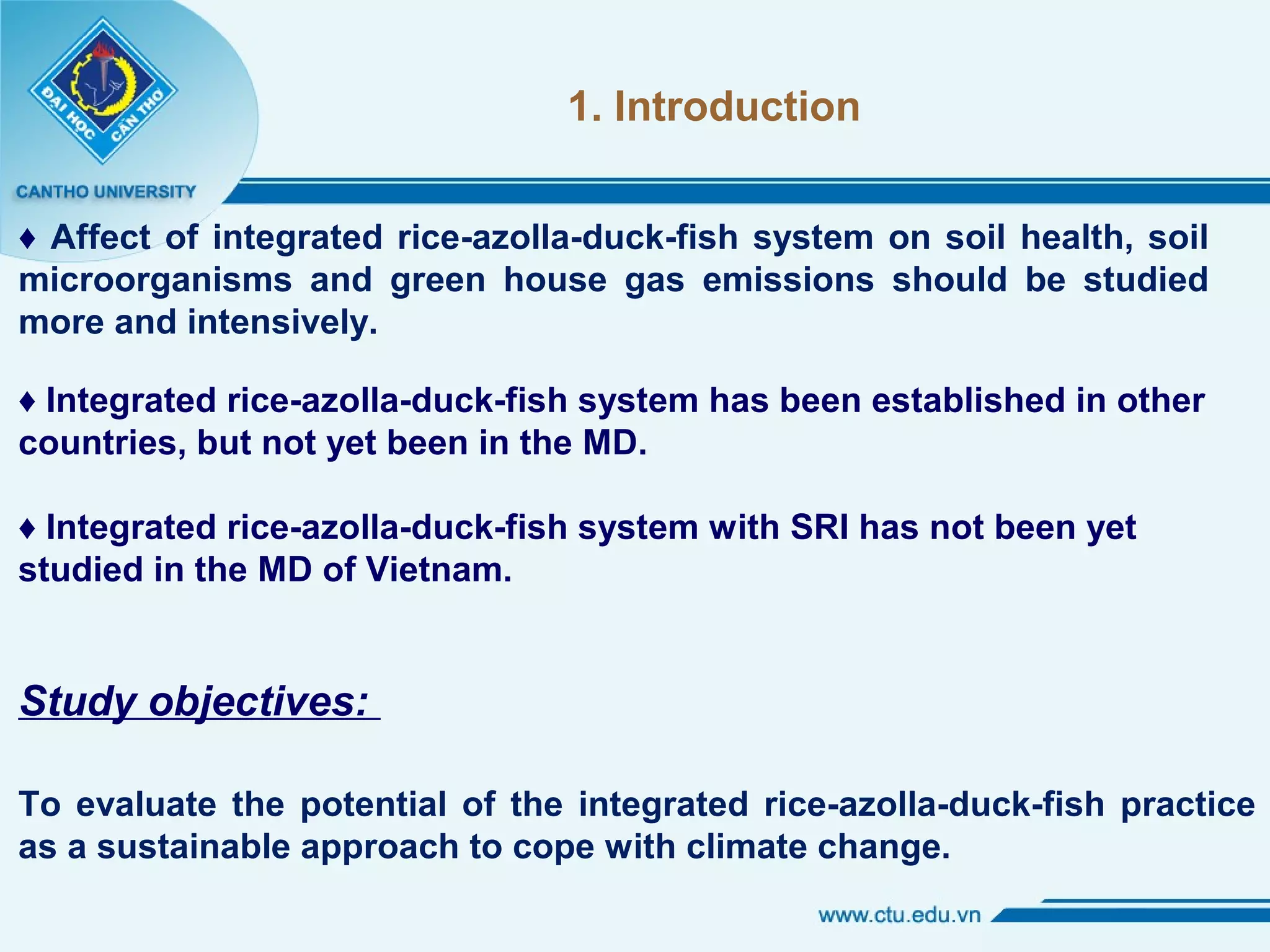 1449 - Azolla Rice Duck Fish Farming Systems with SRI Methods in the ...