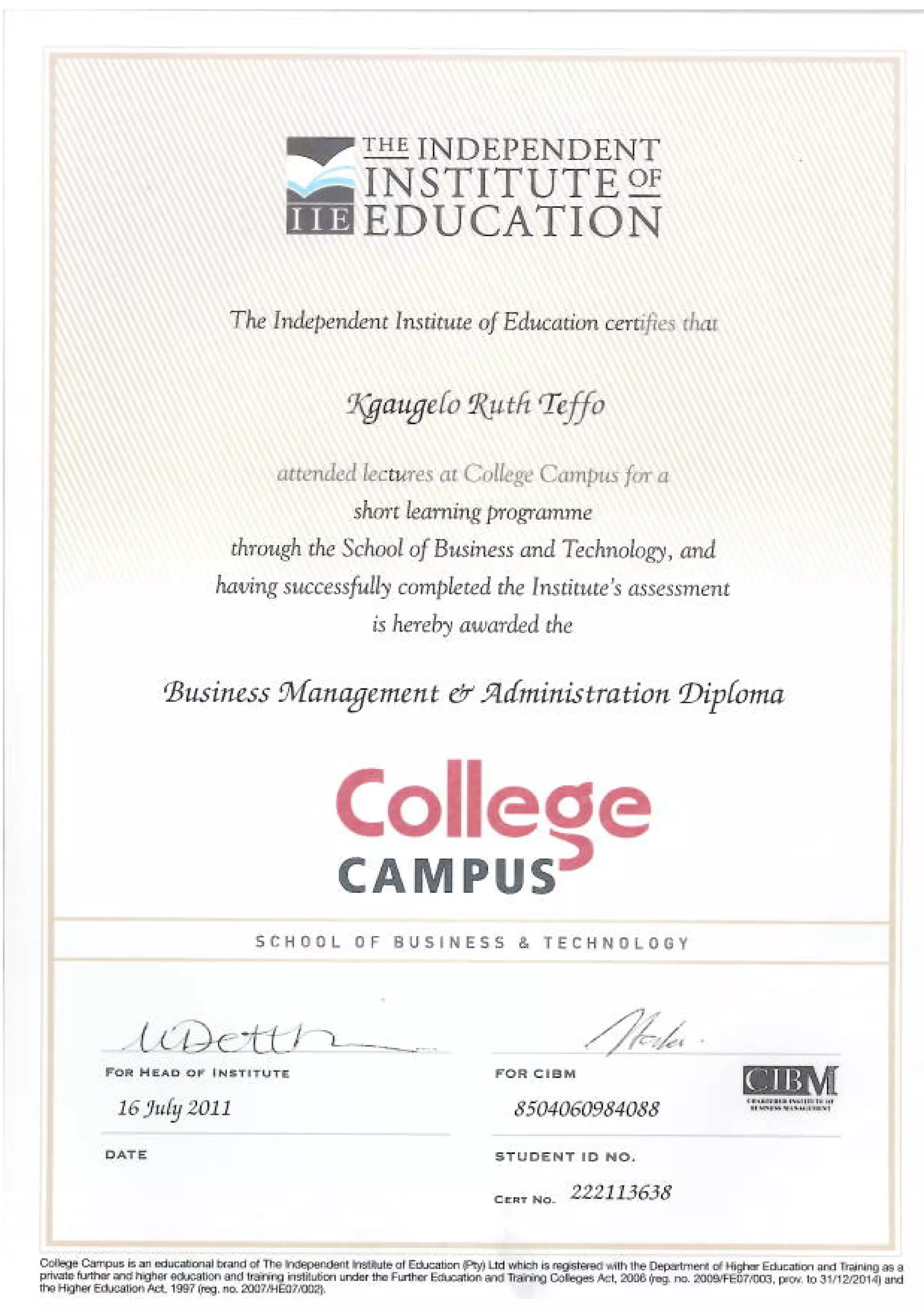 Diploma Business Management and Administration | PDF