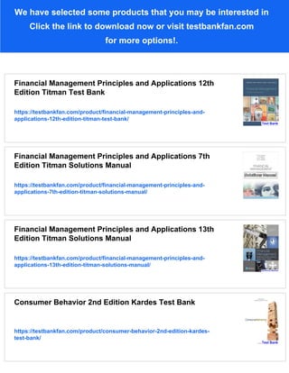 Financial Management Principles and Applications 12th Edition Titman ...