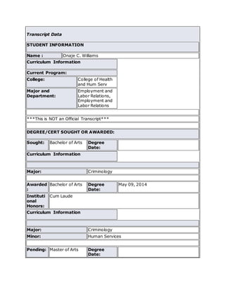 Onajes Unofficial Transcript | PDF