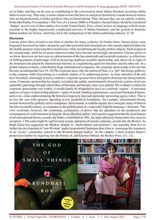 Postcolonial Perspectives in the Booker Winning Indian Novels | PDF