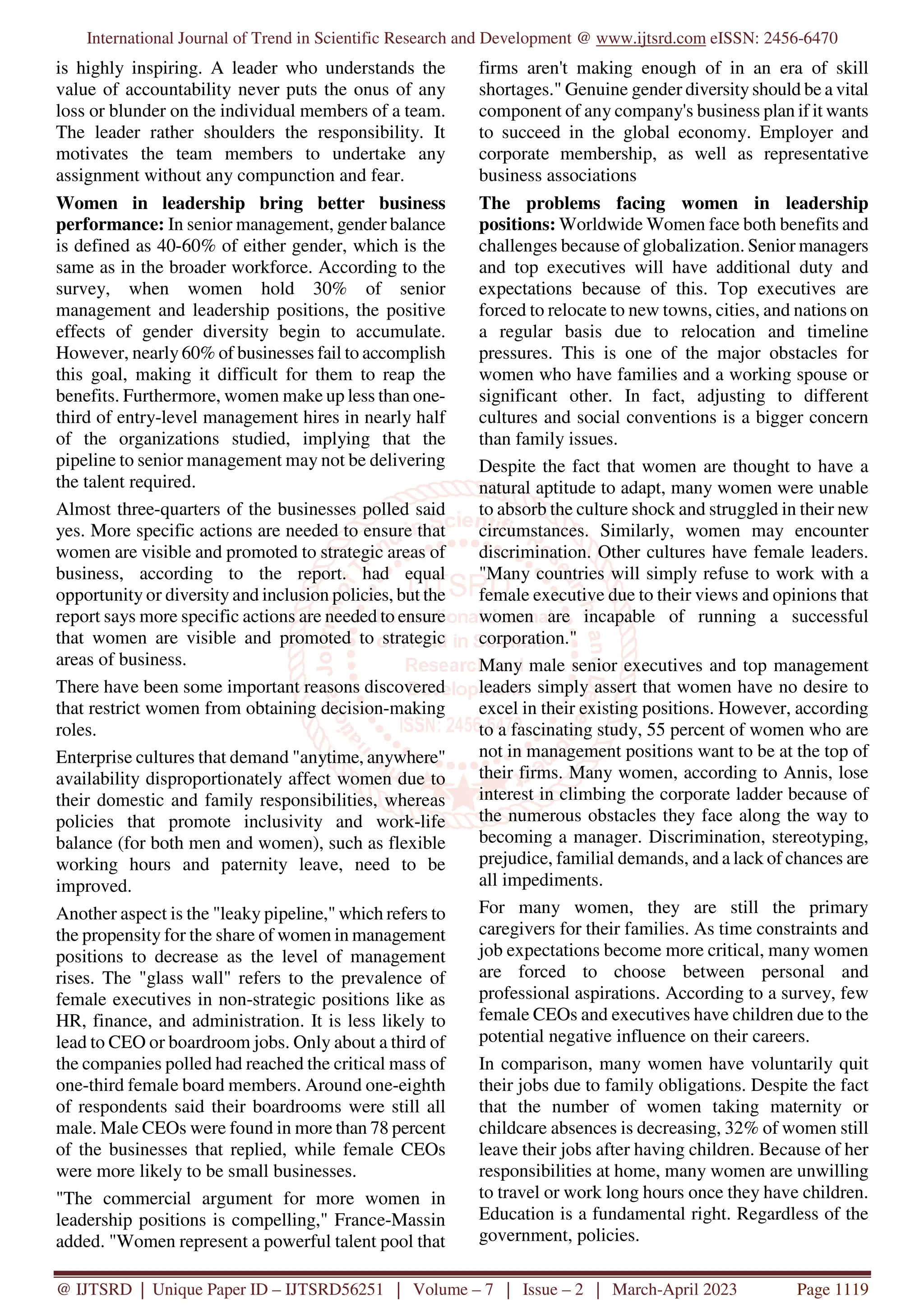 Role of Women in Top Management Positions and its Impact on Company ...