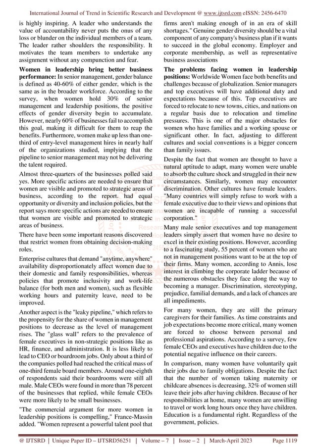 Role of Women in Top Management Positions and its Impact on Company ...