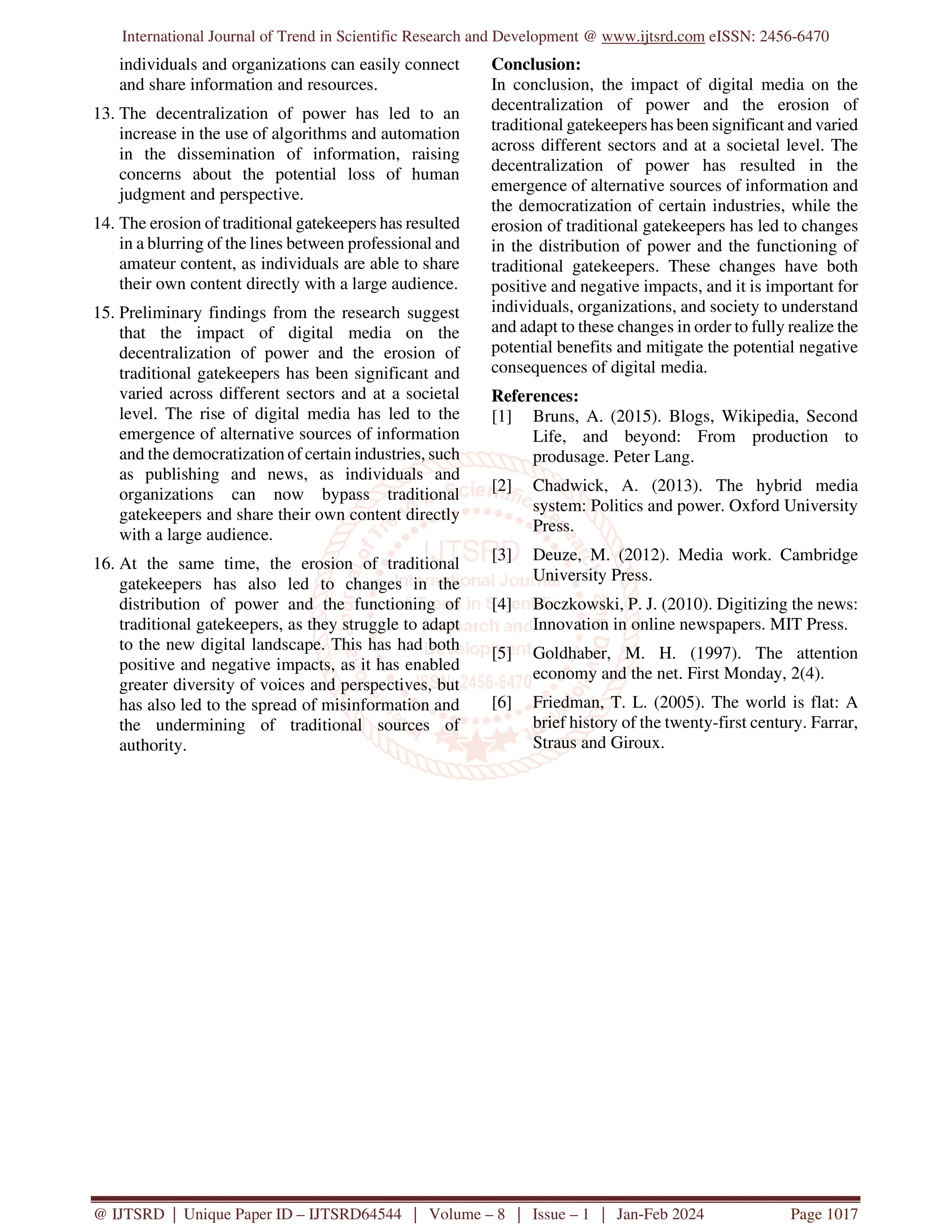 The Impact of Digital Media on the Decentralization of Power and the ...