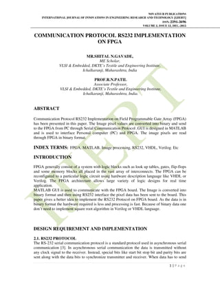 COMMUNICATION PROTOCOL RS232 IMPLEMENTATION ON FPGA | PDF
