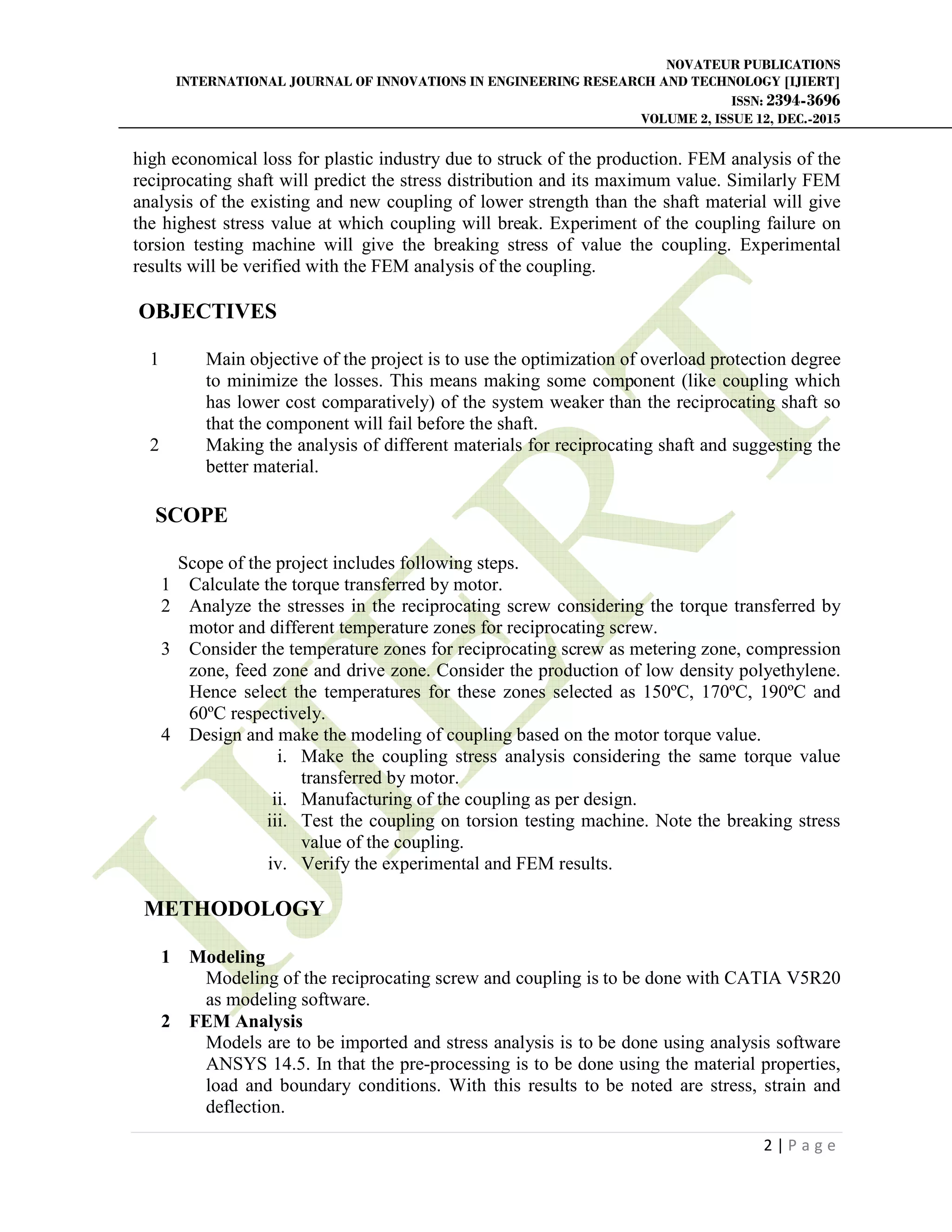 DESIGN AND ANALYSIS OF NEW COUPLING SYSTEM IN INJECTION MOLDING MACHINE ...