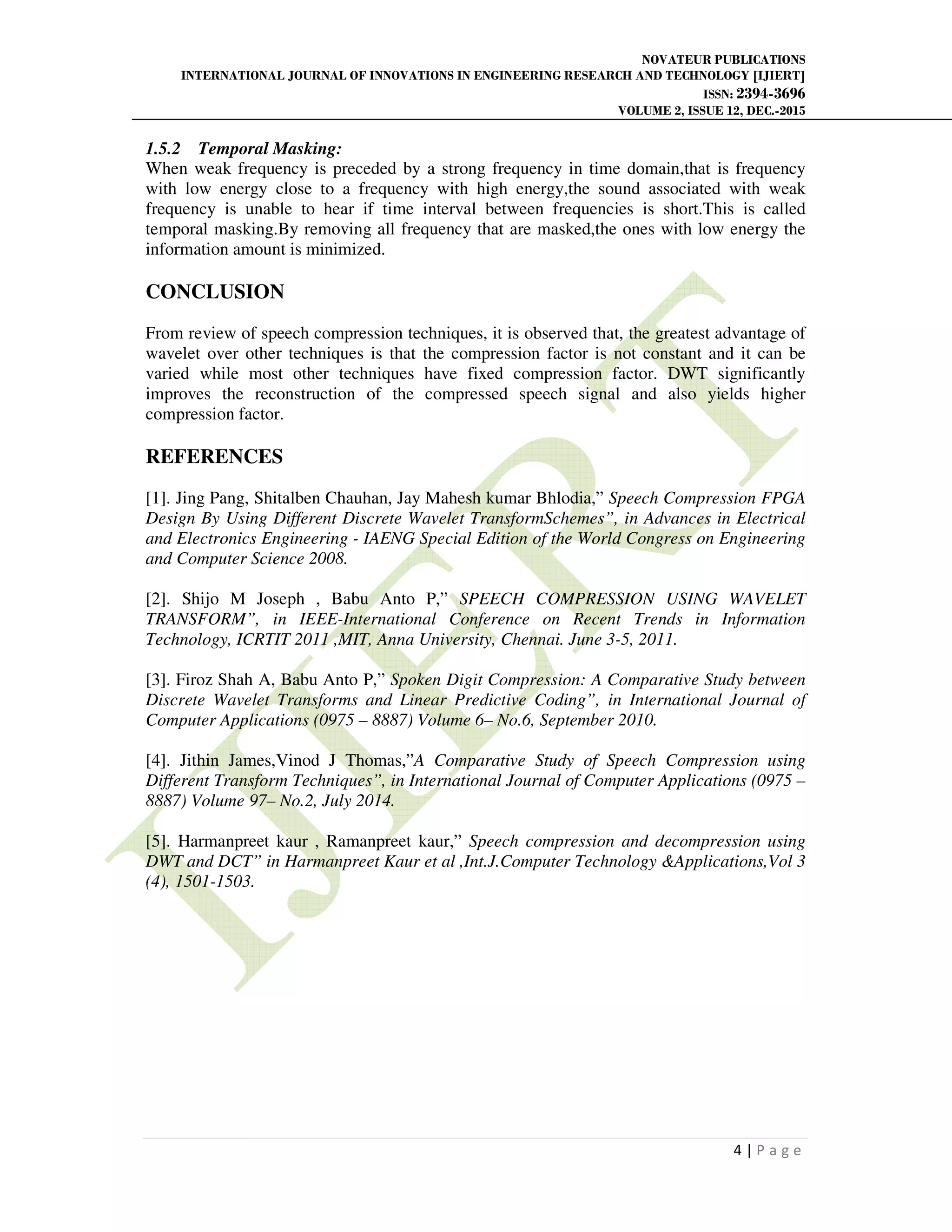 SPEECH COMPRESSION TECHNIQUES: A REVIEW | PDF