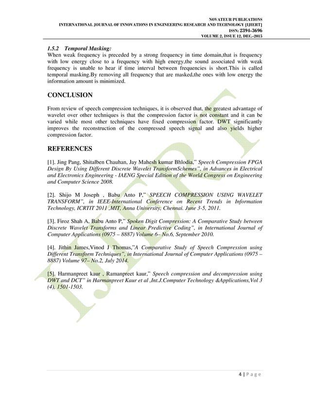 SPEECH COMPRESSION TECHNIQUES: A REVIEW | PDF