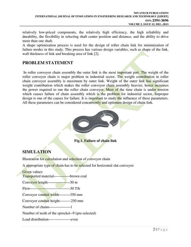 DESIGN & DEVELOPMENT OF CONVEYOR CHAIN OUTER LINK BY USING COMPOSITE MATERIAL | PDF