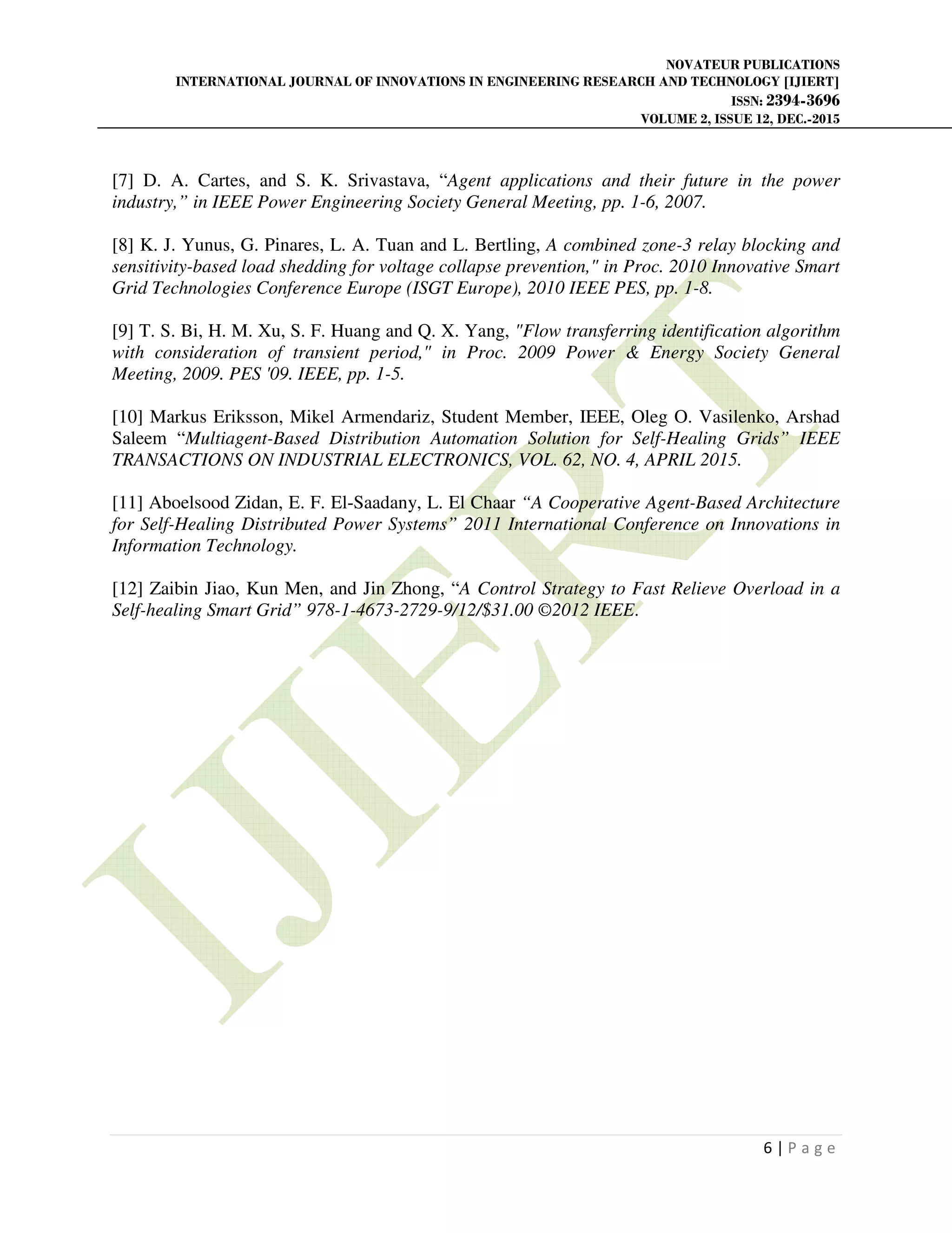 A REVIEW OF SELF HEALING SMART GRIDS USING THE MULTIAGENT SYSTEM | PDF | Power and Energy ...