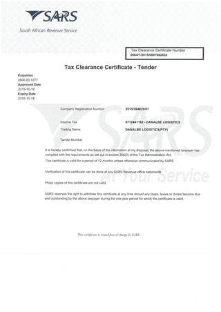 Tax Clearance Certificate | PDF