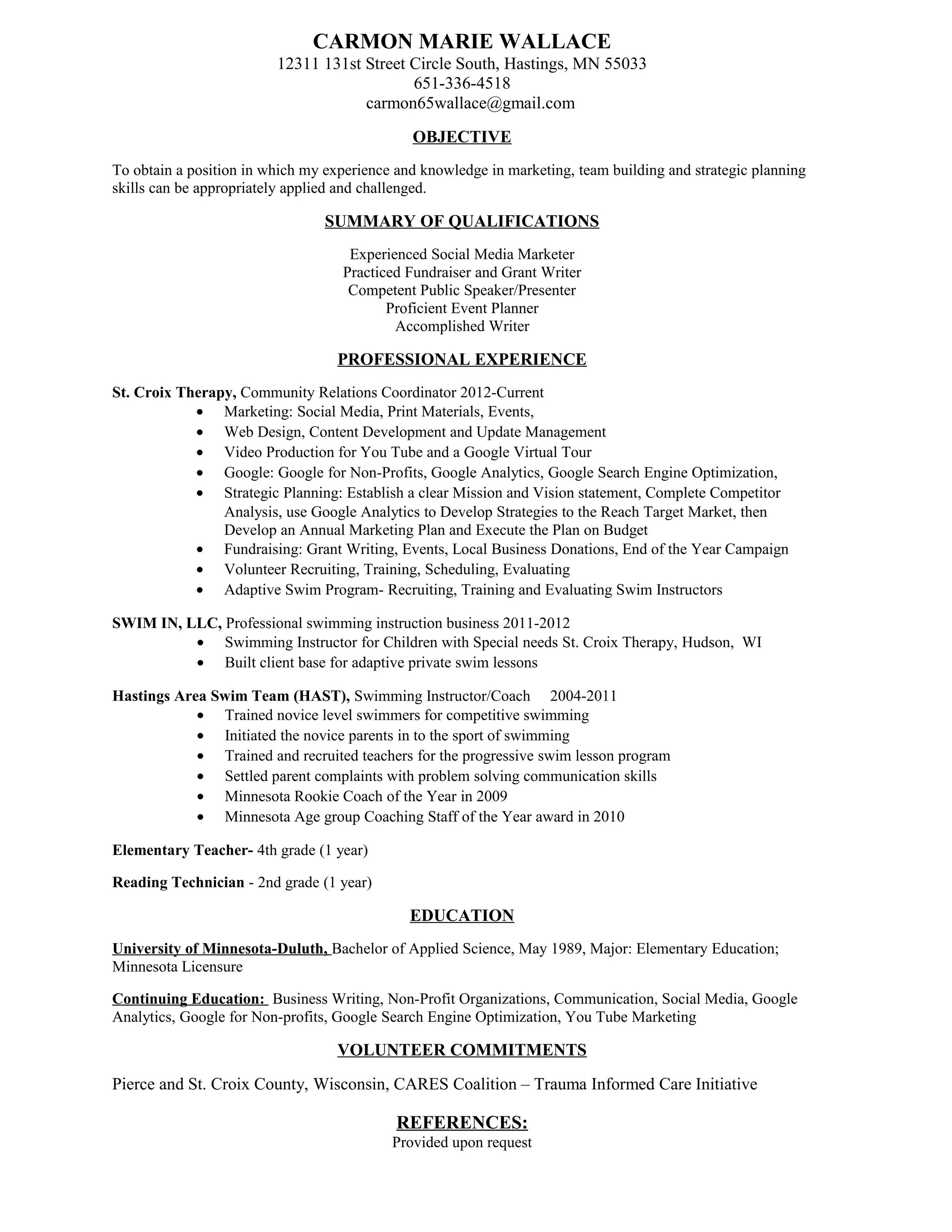 CARMON MARIE WALLACE Resume 7-11-16 | DOC