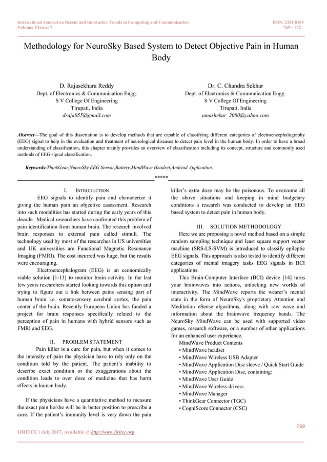 Methodology for NeuroSky Based System to Detect Objective Pain in Human ...