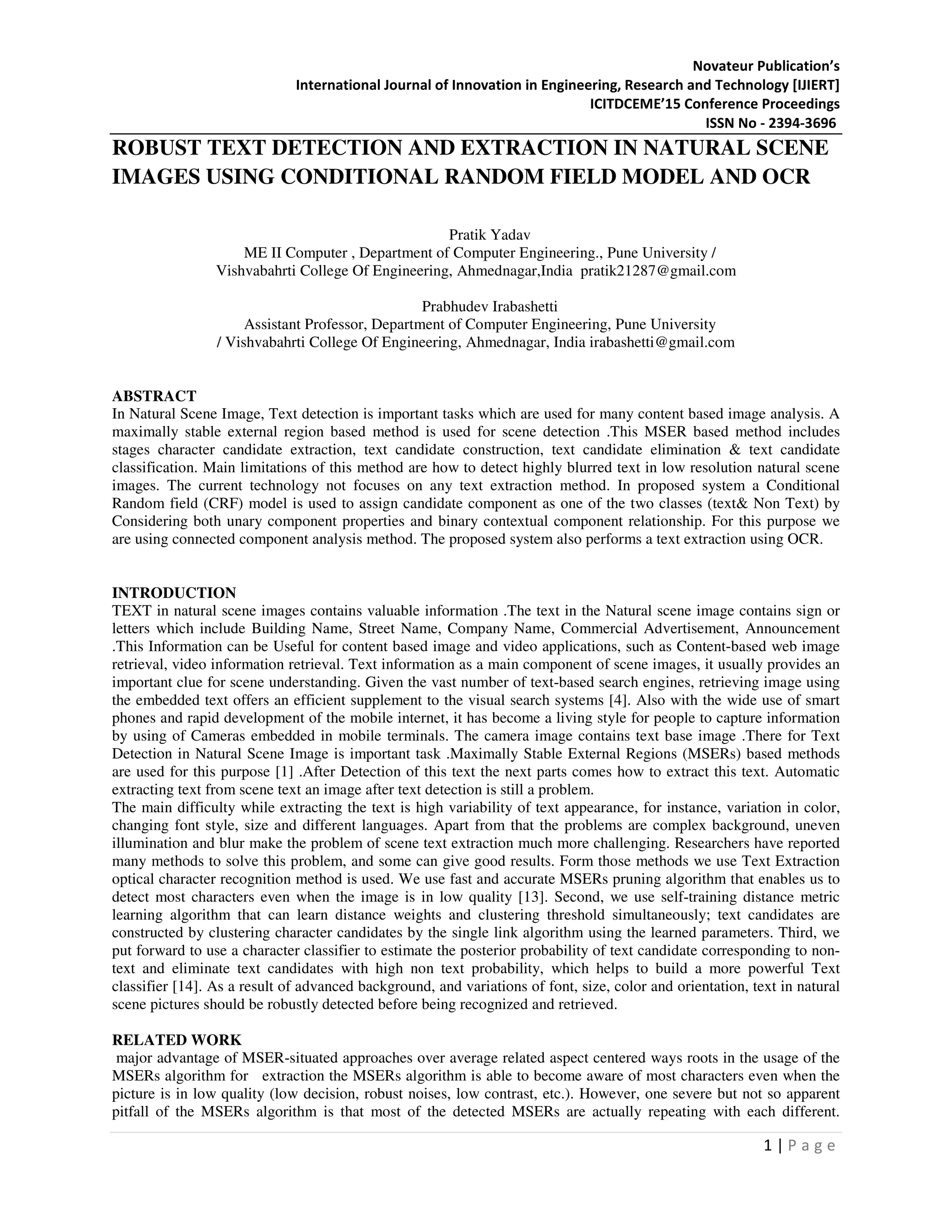 Robust Text Detection And Extraction In Natural Scene Images Using