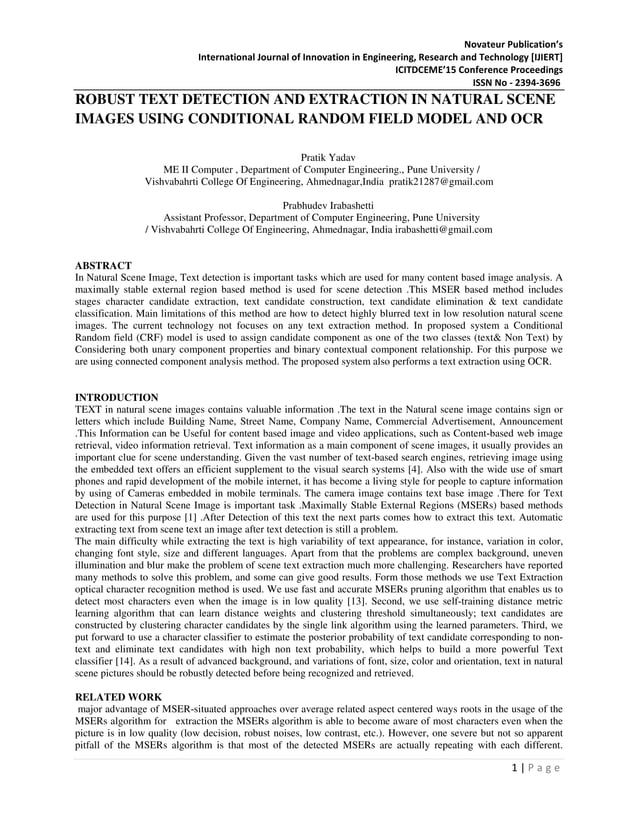 Robust Text Detection And Extraction In Natural Scene Images Using Conditional Random Field 7165
