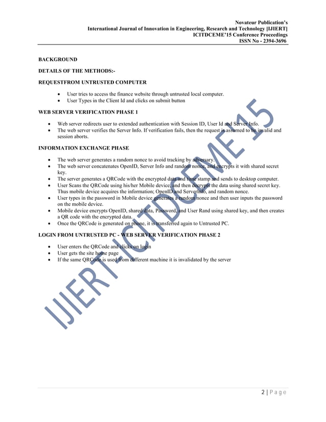 A MOBILE BASED ANTI-PHISHING AUTHENTICATION SCHEME USING CHALLENGE-RESPONSE AND QUICK RESPONSE ...