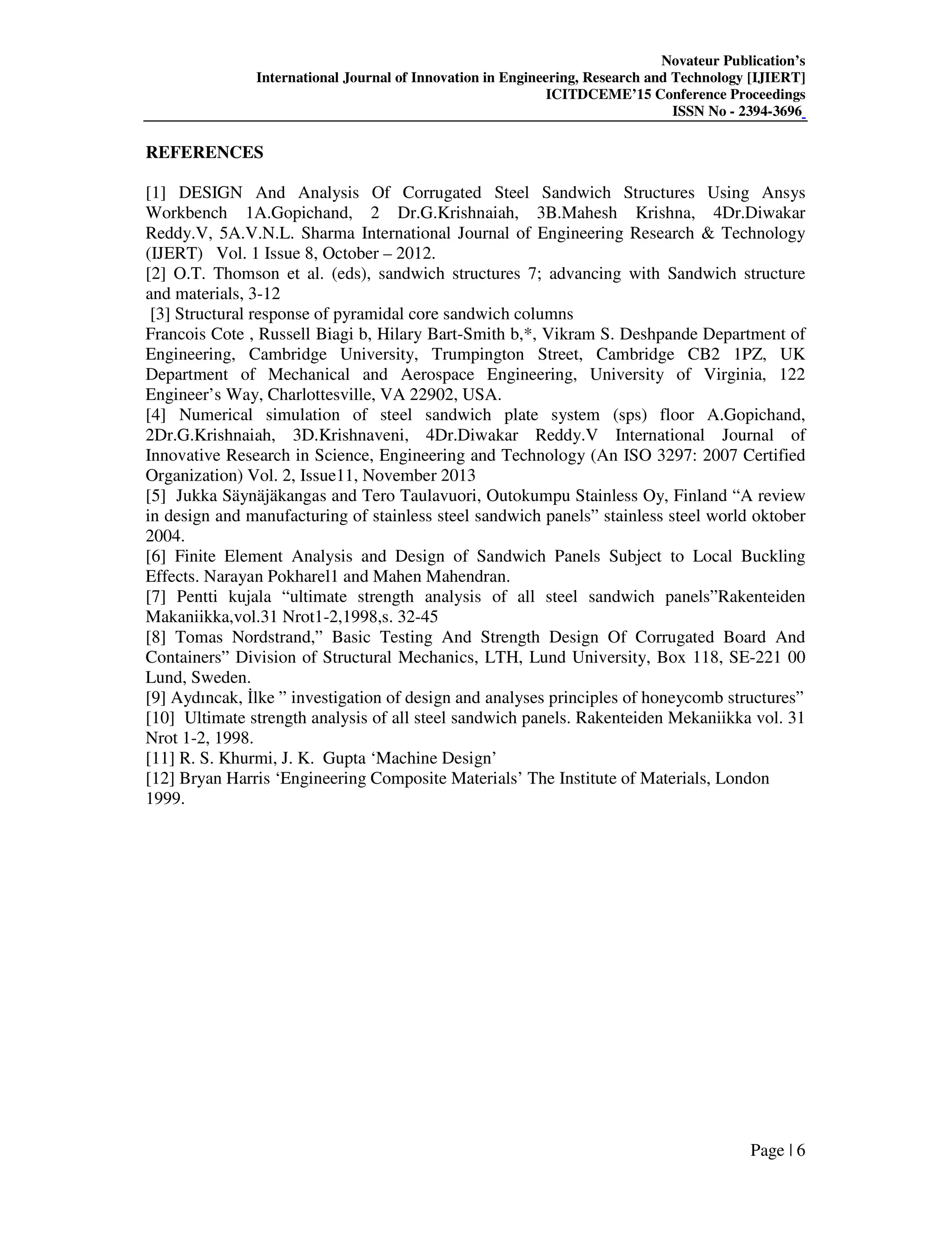 MODIFICATION AND OPTIMIZATION IN STEEL SANDWICH PANELS USING ANSYS ...