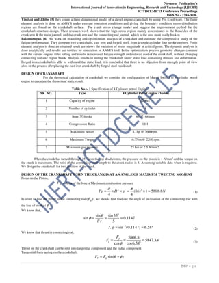 DESIGN, OPTIMIZATION AND FINITE ELEMENT ANALYSIS OF CRANKSHAFT | PDF