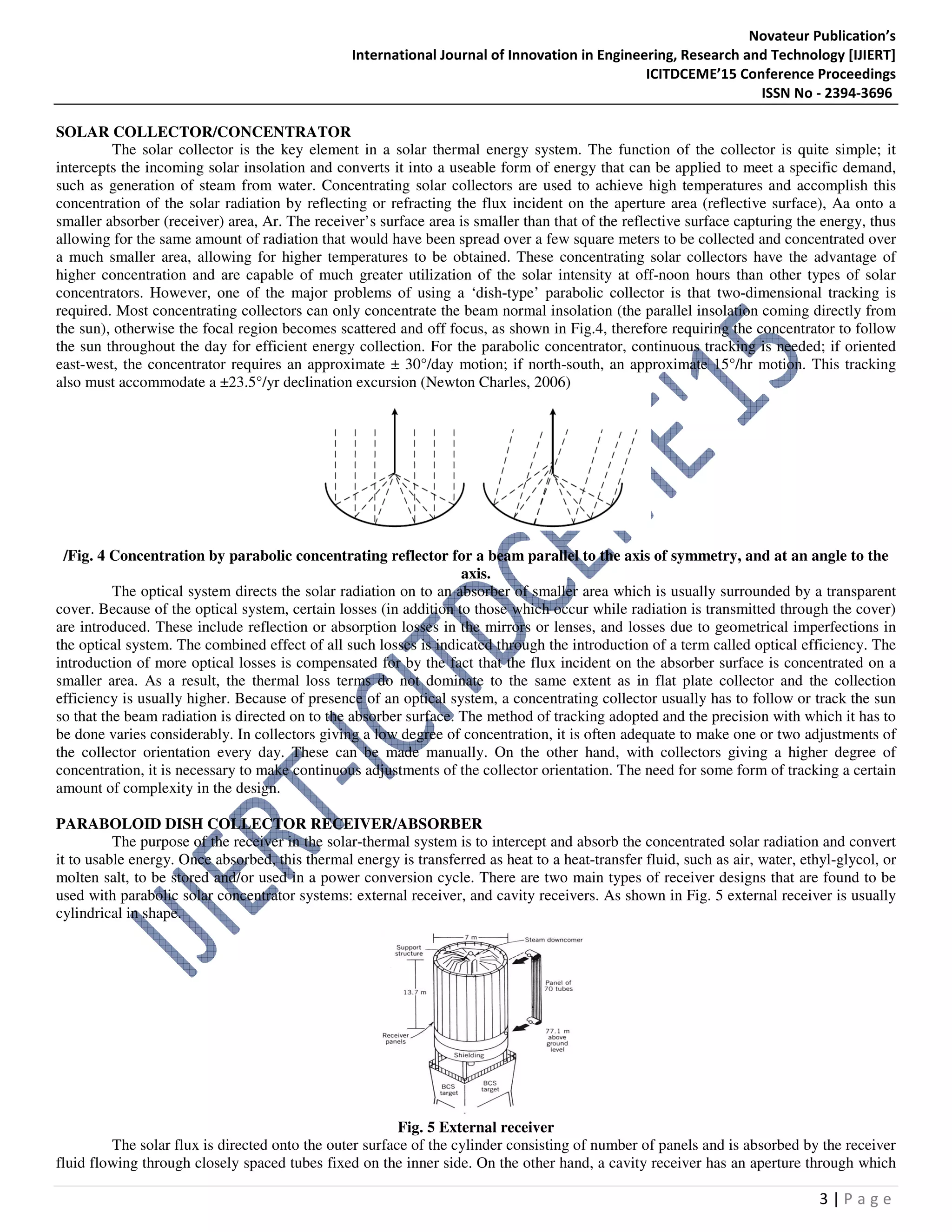 STUDY OF SOLAR THERMAL CAVITY RECEIVER FOR PARABOLIC CONCENTRATING ...