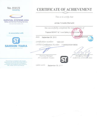 James R Mamahit Certification | PDF