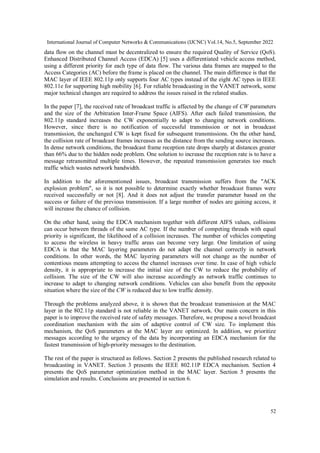 CONTROLLING ADAPTIVE CONTENTION WINDOW TO IMPROVE SAFE MESSAGE RECEIVED RATE IN VANET | PDF ...