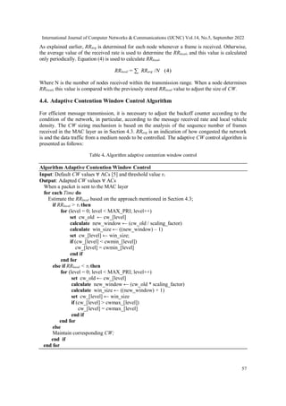 CONTROLLING ADAPTIVE CONTENTION WINDOW TO IMPROVE SAFE MESSAGE RECEIVED RATE IN VANET | PDF ...