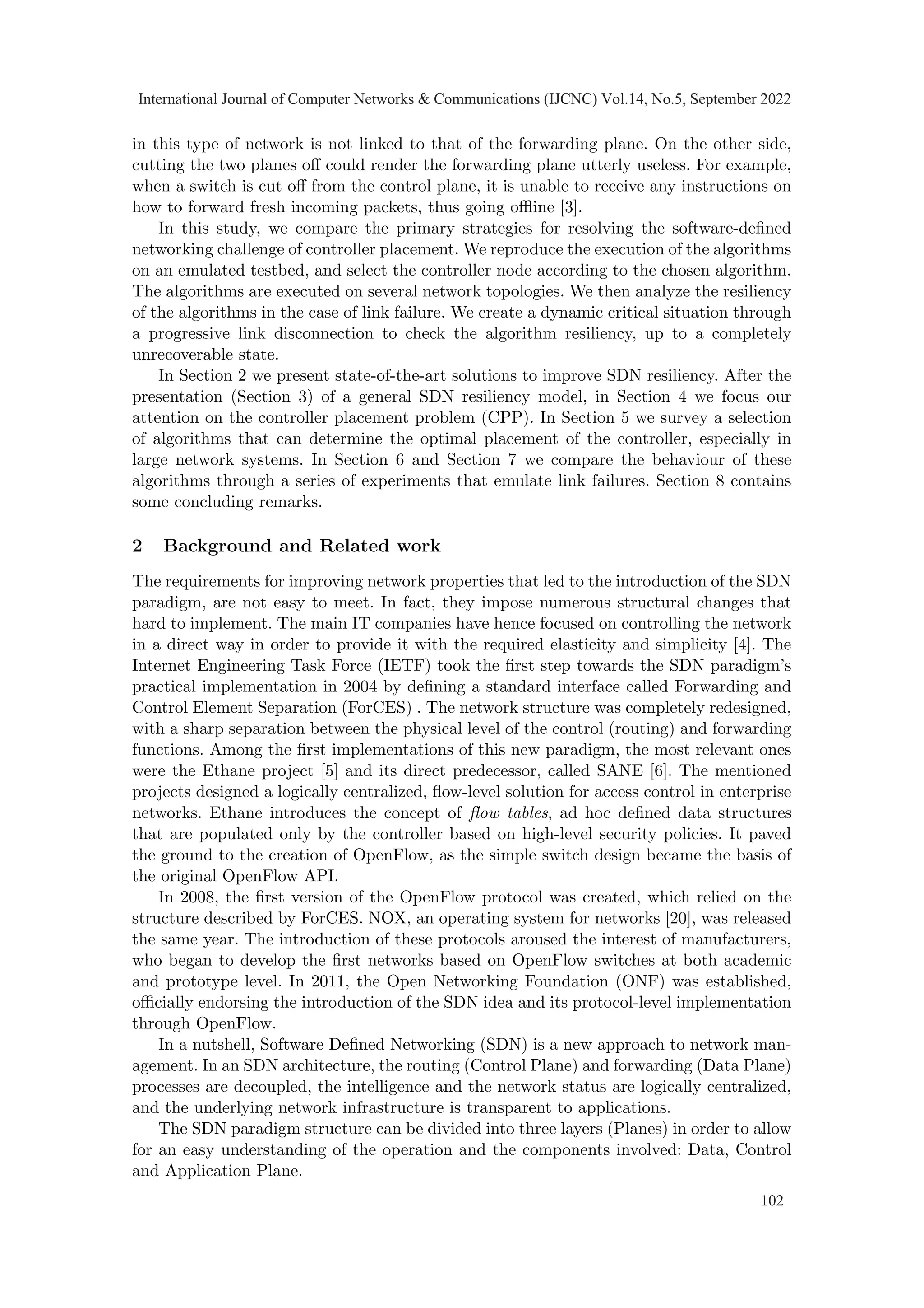 Controller Placement Problem Resiliency Evaluation in SDN-based Architectures | PDF