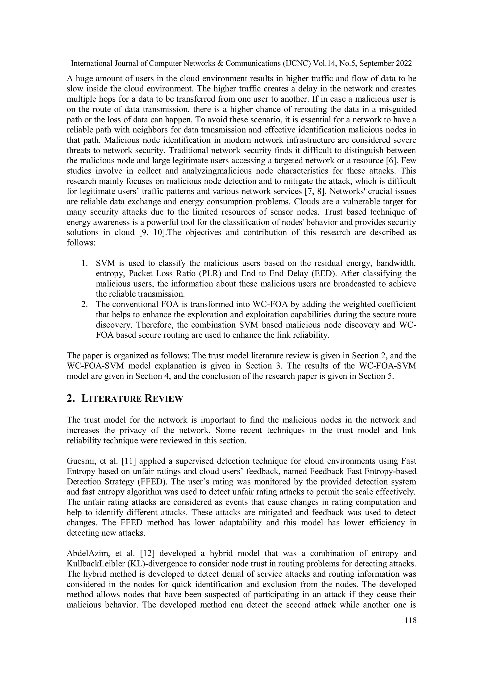Weighted Coefficient Firefly Optimization Algorithm And Support Vector Machine For Trust Model