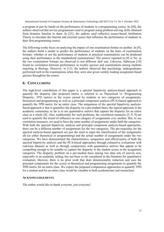 QUANTIFYING THE THEORY VS. PROGRAMMING DISPARITY USING SPECTRAL BIPARTIVITY ANALYSIS AND ...