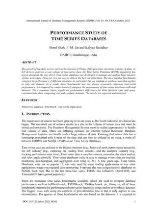 PERFORMANCE STUDY OF TIME SERIES DATABASES | PDF