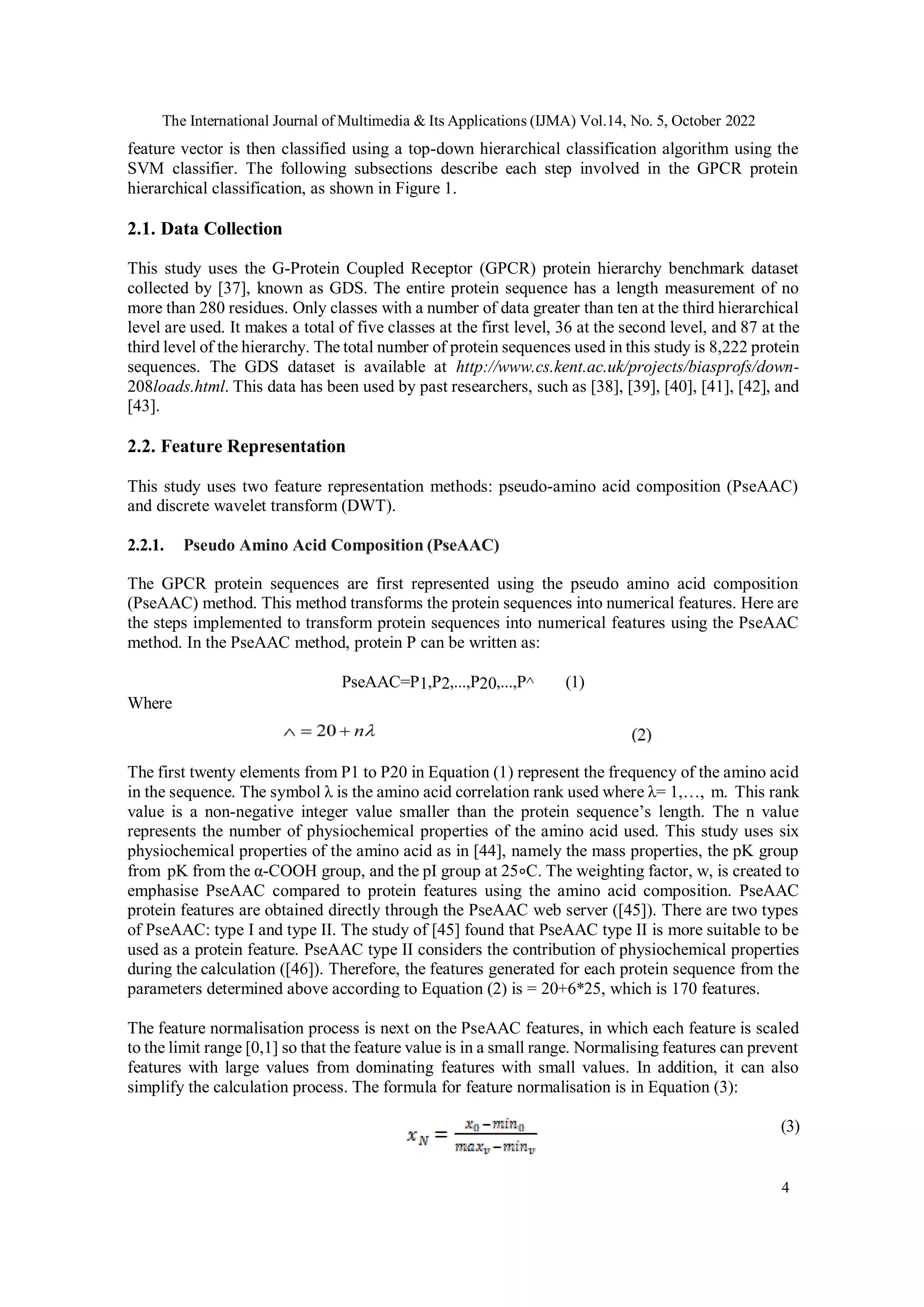 GPCR PROTEIN FEATURE REPRESENTATION USING DISCRETE WAVELET TRANSFORM AND PARTICLE SWARM ...