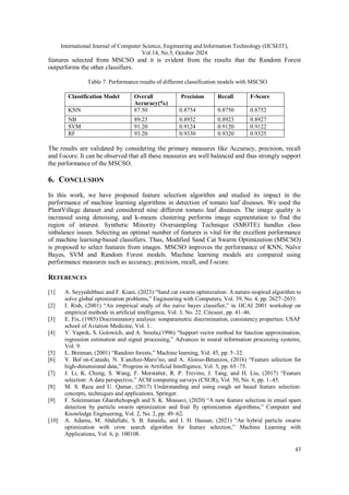 Modified Sand Cat Swarm Optimization (MSCSO) Based Feature Selection for Classification of ...