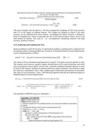 MODIFIED SAND CAT SWARM OPTIMIZATION (MSCSO) BASED FEATURE SELECTION FOR CLASSIFICATION OF ...