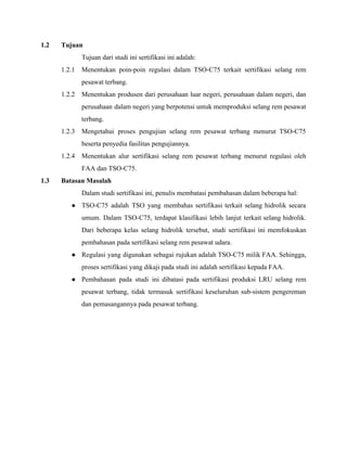 Laporan Tugas Besar Studi Sertifikasi Selang Rem Pesawat | PDF