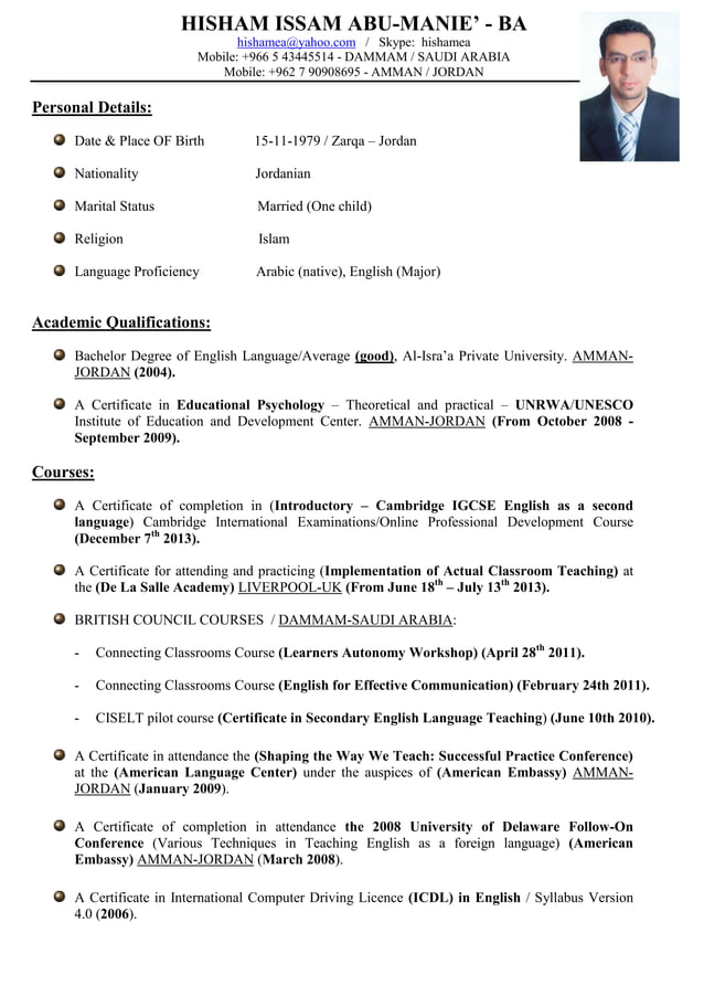 CV HISHAM ABU-MANIE' | PDF