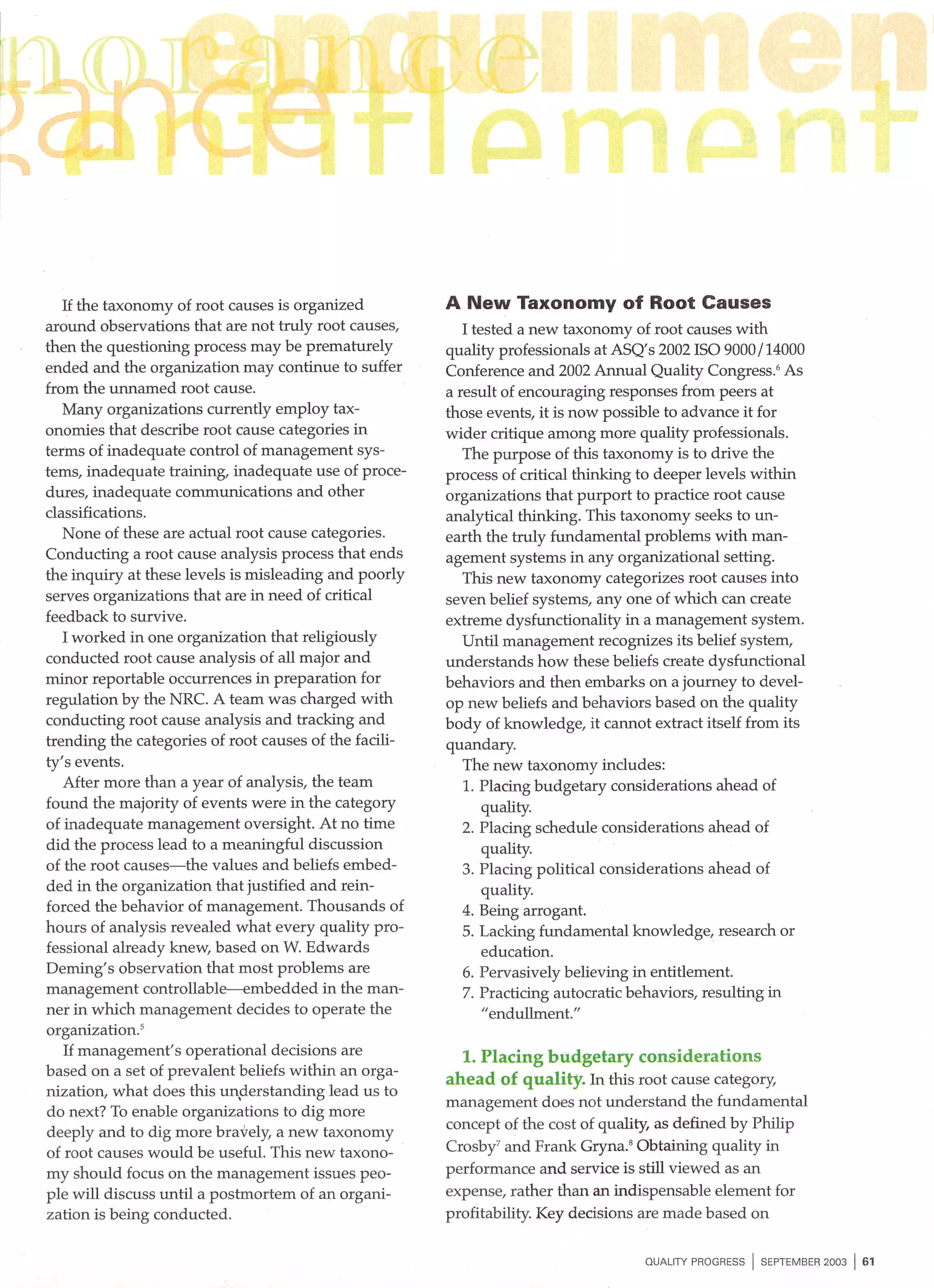 The Seven Deadly Sins of Quality Management Article | PDF