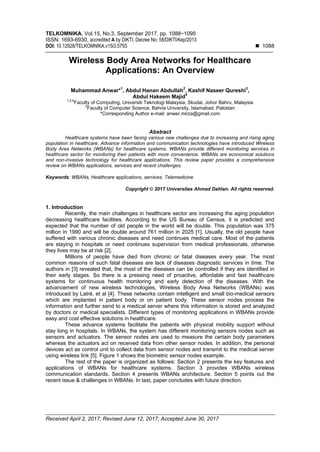 Wireless Body Area Networks for Healthcare Applications: An Overview | PDF