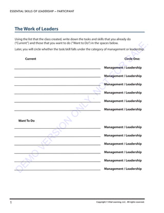 Leadership Essentials Series: Essential Skills of Leadership (Demo ...
