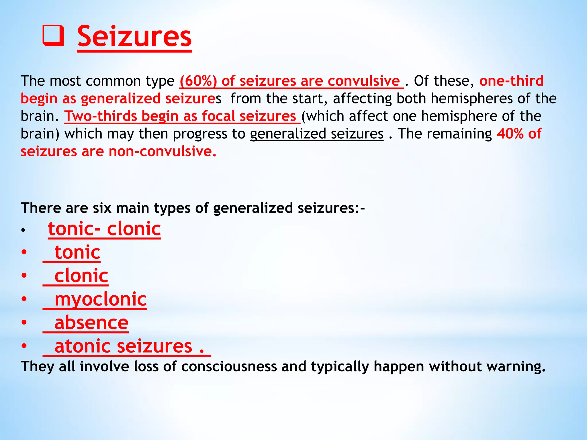 Epilepsy-Epidemiology,Signs and symptoms,Triggers,Seizures types,Causes ...